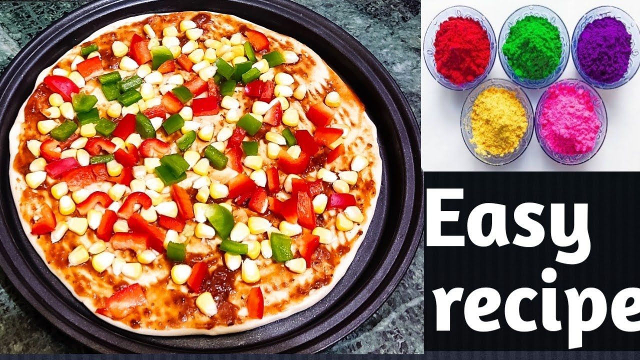 Holi Special dessert|Holi special pizza recipe|Holi special veg pizza ...